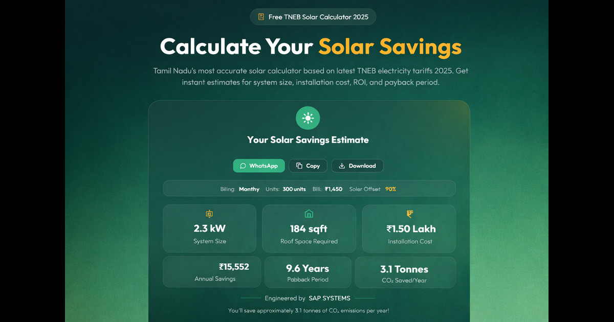 Solar Calculator Tamil Nadu | TNEB Bill Calculator | Quantum Power